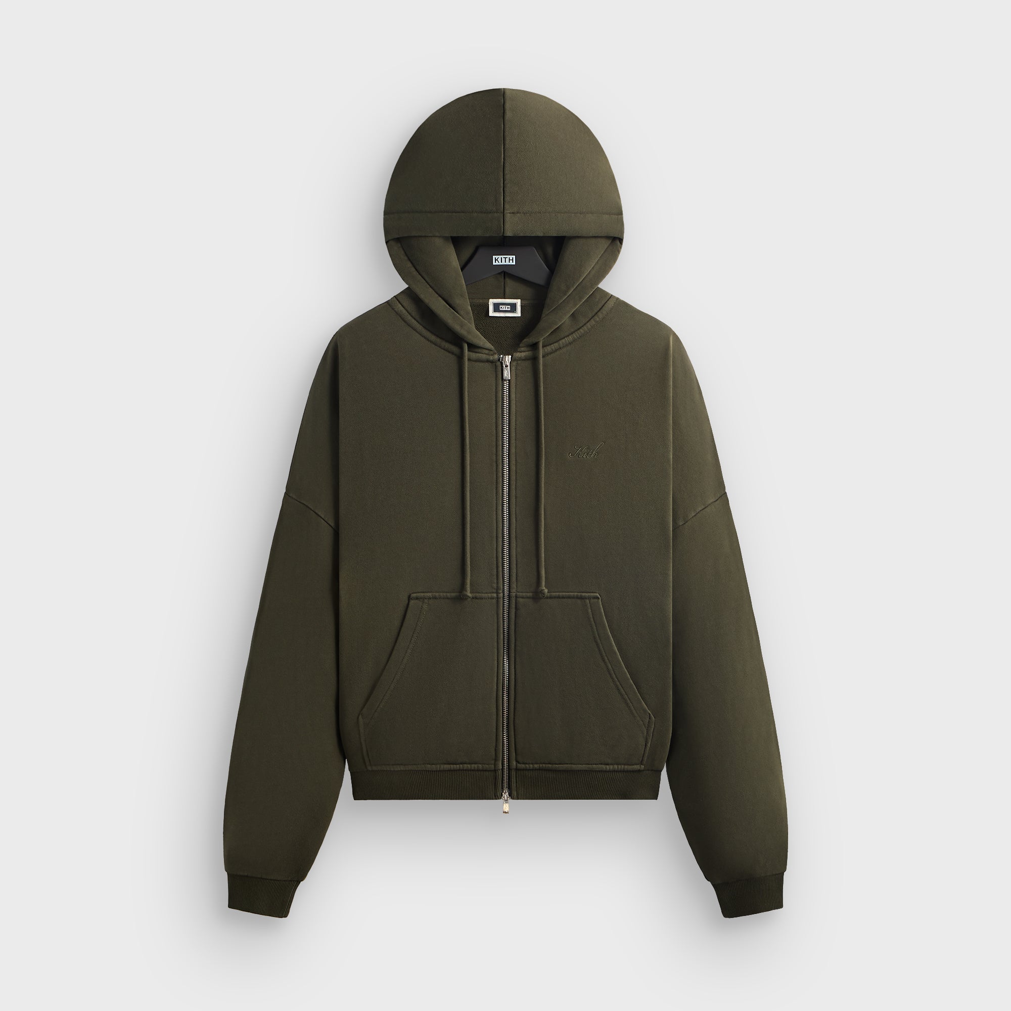 Kith Lofty Fleece Cropped Braxton Hoodie - Cypress – Kith UK